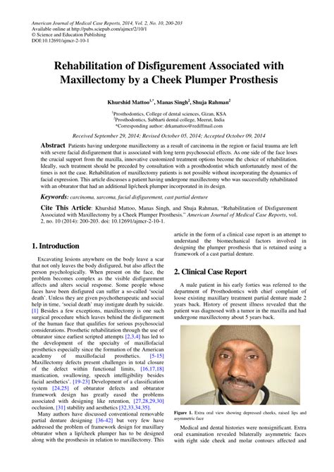 Pdf Rehabilitation Of Disfigurement Associated With Maxillectomy By A