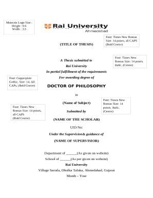 Guidelines For Preparation And Submission Of Ph D Thesis Doc Template PdfFiller