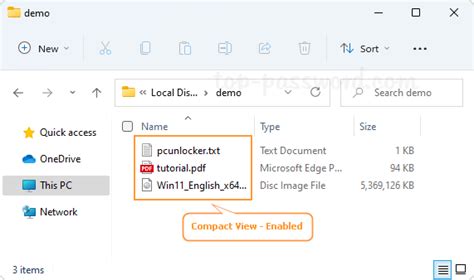 Enable Compact View File Explorer Password Recovery