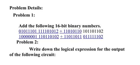 Solved Problem Details Problem 1 Add The Following 16 Bit