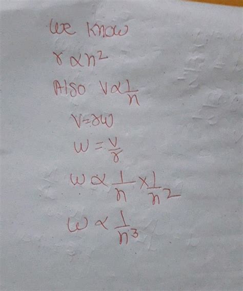 Tc A B 27th C D The Angular Speed Of The Electron In The Nth