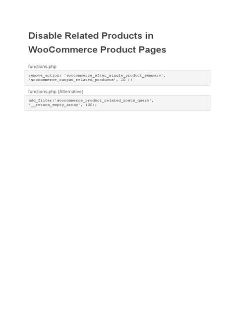 Disable Related Products In Woocommerce Product Pages Pdf