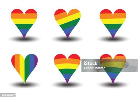 ไอคอนเวกเตอร์หัวใจ Lgbt Pride หกชุด ภาพประกอบสต็อก ดาวน์โหลดรูปภาพ