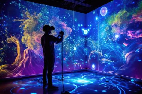 Premium Ai Image A Photo Of A Person Experiencing A Virtual Reality Vr Simulation Generative Ai