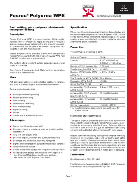 Fosroc Polyurea Wpe 0518 Pdf Concrete Acid