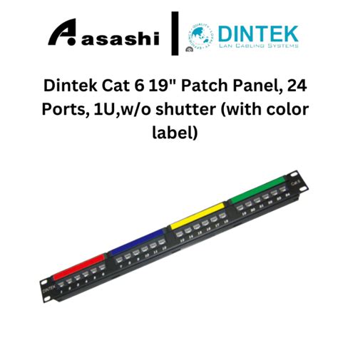 Dintek Cat 6 19 Patch Panel 24 Ports 1uwo Shutter With Color