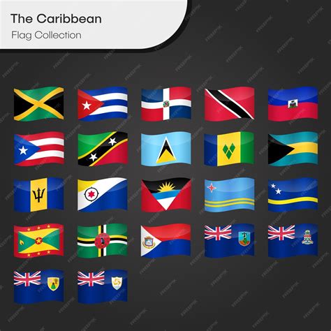 La Colección De Banderas Del Caribe Vector Premium