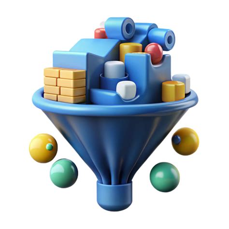 Abstract 3d Funnel Visualization Data Processing And Workflow 54586698 Png