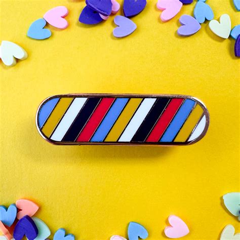 Polyamory Pride Plaque Enamel Pin Kitty With A Cupcake