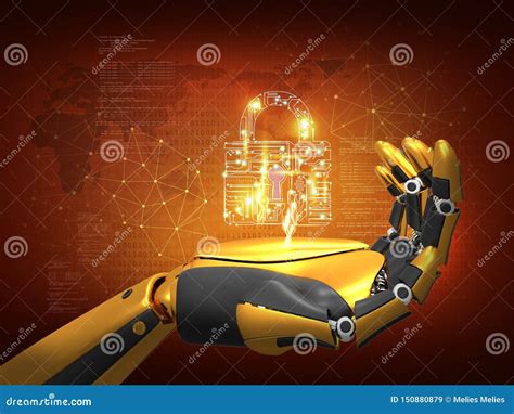Artificial Intelligence Data Security Privacy Concept Robot Holding