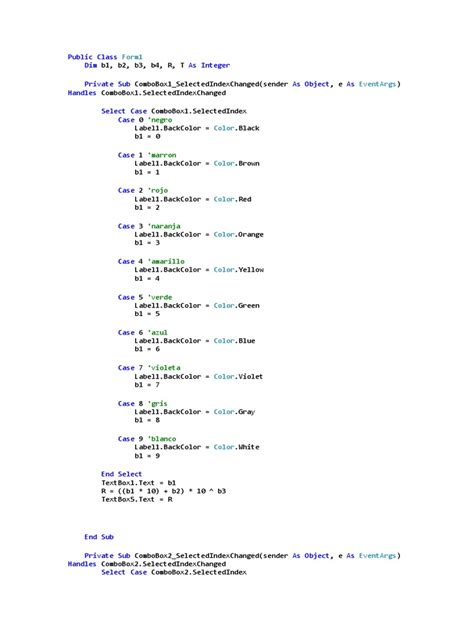 Public Class Dim As Integer Private Sub As Object As Handles Select Case Case Pdf Color
