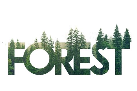 Forest Text Cutout Effect Typography Poster Design Food Logo