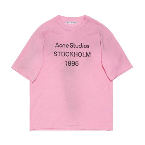 Buy Acne Studios Logo T Shirt Cotton Candy Pink Cl0196 Goat Cott Goat
