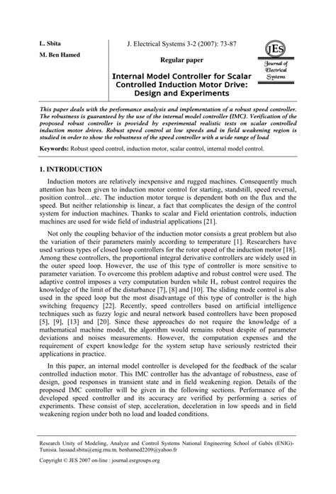 Pdf Internal Model Controller For Scalar Controlled Induction Motor