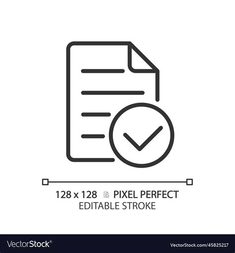 Document With Check Mark Pixel Perfect Linear Icon