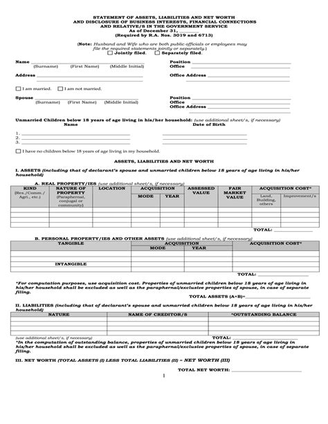 Edit Document Statement Of Assets Liabilities And Net Worth According