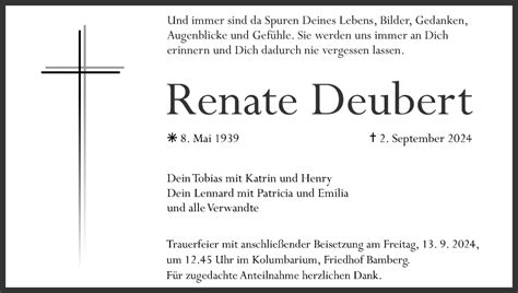 Renate Deubert Traueranzeige Franken De