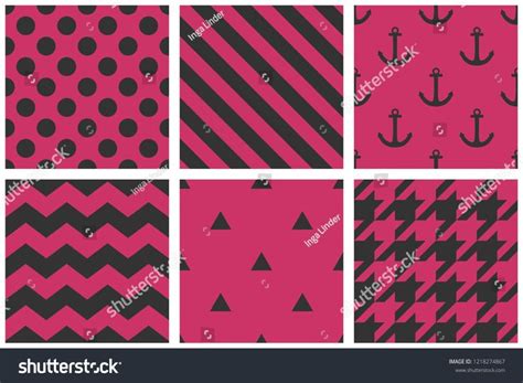 Tile Vector Pattern Set With Chevron Zig Zag Polka Dots Sailor