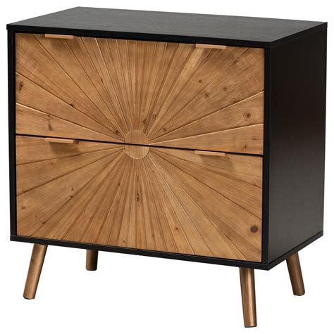 Danni Two Tone 2 Drawer Storage Cabinet Midcentury Storage Cabinets