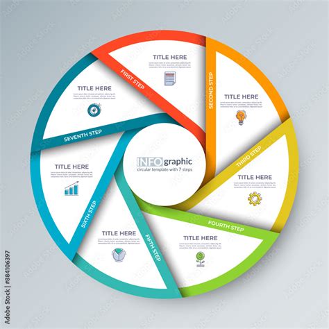 Infographic Circular Diagram With 7 Options Multi Step Process Chart With Colorful Segments