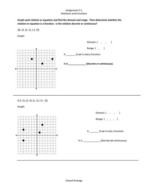 Relations And Functions Assignment