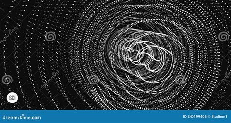 Array With Dynamic Particles Swirl With Connected Dots Abstract Science Or Technology