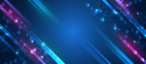 푸른 배경에 추상 육각 과학 하이테크 디지털 기술 및 엔지니어링 개념 다각형이있는 넓은 공상 과학 템플릿 창의력에 대한 스톡 벡터 아트 및 기타 이미지 Istock