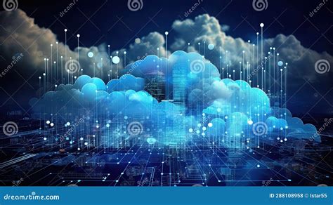 Cloud Computing The Future Of Data Storage And Processing Ai Generated Illustration Stock
