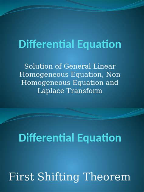 Differential Equation Solution Of General Linear Homogeneous Equation Non Homogeneous Equation