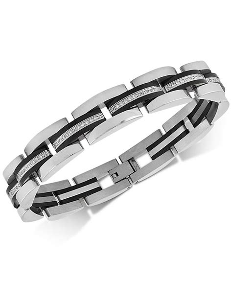 Esquire Mens Jewelry Diamond Link Bracelet 12 Ct Tw In Stainless