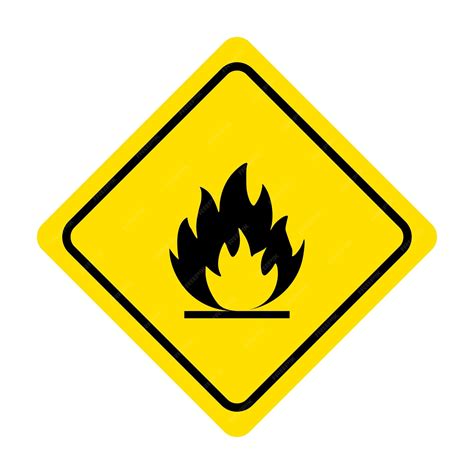 Señal De Advertencia De Materiales Inflamables Aislada Sobre Fondo Blanco Vector Premium