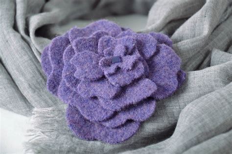 Violette Brosche Blume Aus Wolle 931672331 Kaufen Sie Handgemachte