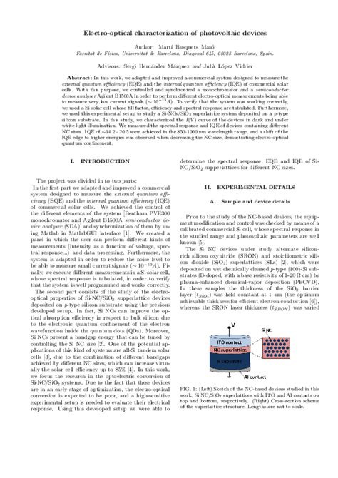 Pdf Electro Optical Characterization Of Photovoltaic Devices