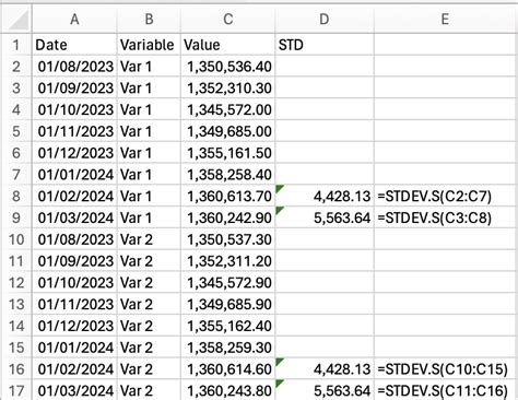 solved standard deviation as a column either in power que
