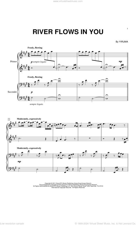 River Flows In You Sheet Music For Piano Four Hands Pdf