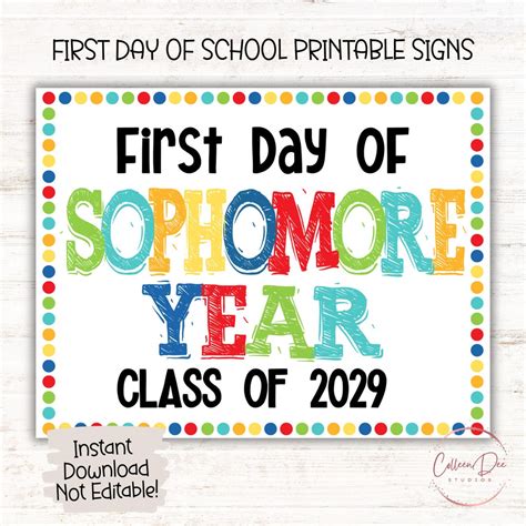 Sophomore Year Class 2029 Sign 1st Day Of Sophomore Sign Start