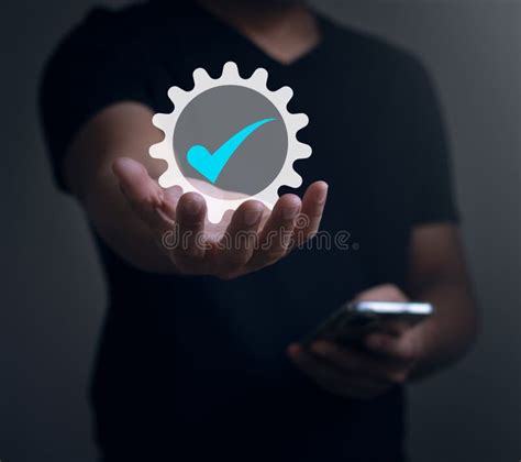 Quality Assurance Concept A Business Person Touching Certificate Icon Stock Image Image Of