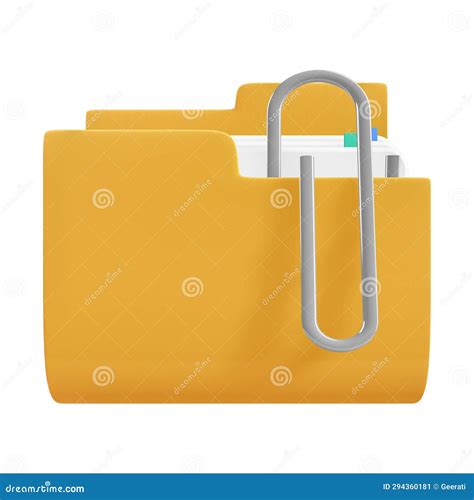 Attached Documents Folder Icon With Clipping Path 3d Rendering Stock