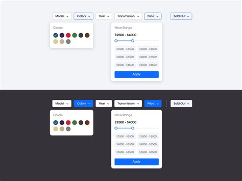 Filters Ui By Ui Ux Panther On Dribbble