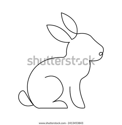 Continuous One Line Drawing Rabbit Bunny 库存矢量图（免版税）2413453843