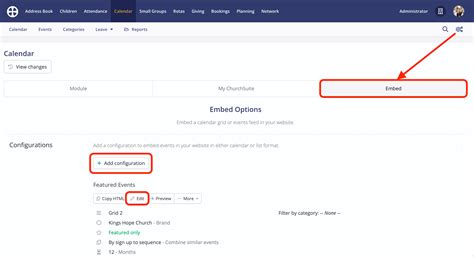 Embed Calendars And Events Into Your Website Churchsuite Support Articles