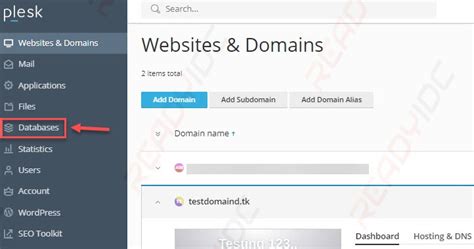 วิธีการสร้าง database บน plesk readyidc service 24 hour support
