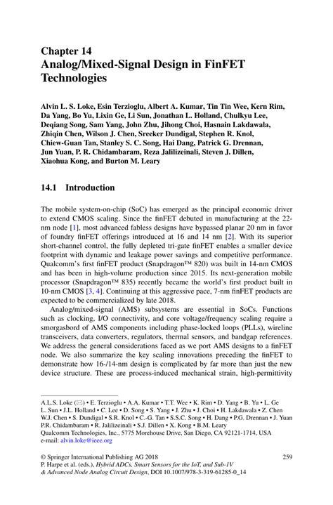 Pdf Analogmixed Signal Design In Finfet Technologies