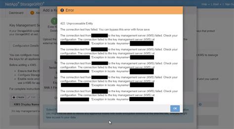 Storagegrid Kms Configuration Error 422 Unprocessable Entity Netapp