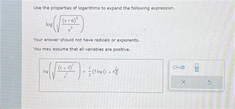Solved Use The Properties Of Logarithms To Expand The Chegg Com