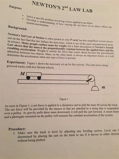Solved NEWTON S 2 Nd LAW LAB Purpose Solve A Specific Chegg Com