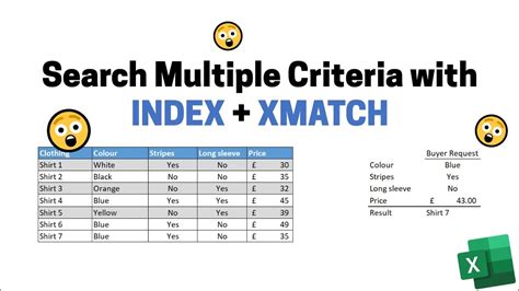 Search Multiple Criteria With Index Xmatch Youtube