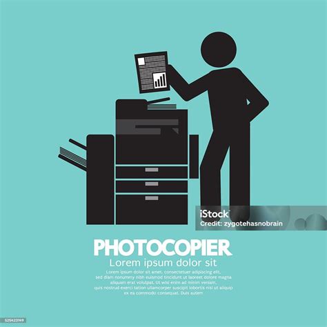 그래픽 기호까지 선으로나 사용하여 남자 복사기 벡터 일러스트레이션 복사기에 대한 스톡 벡터 아트 및 기타 이미지 복사기