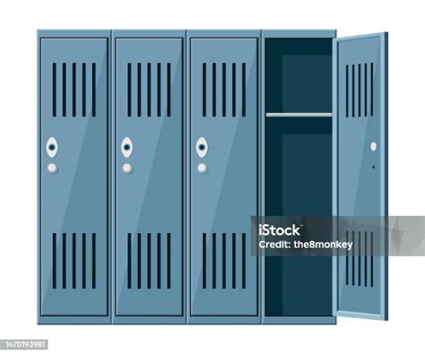 금속 캐비닛 사물함 또는 학교 탈의실 강철 찬장 개방 및 폐쇄 된 문 잠금 장치 및 선반 및 통풍구가있는 격리 된 회색 저장