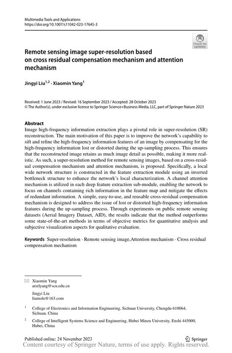Remote Sensing Image Super Resolution Based On Cross Residual